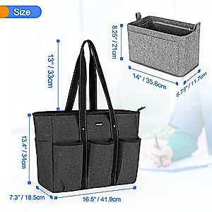 Damero Nurse Bags with Inserts for Work, Nursing Bag Multiple Pockets Clinical Bag for Nursing Students, Nurse Tote Bags Women Laptop Bag for Nurse Accessories, Black