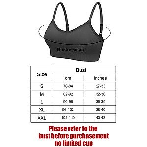 Geyoga 4 Pieces Neck Bralettes Wireless Cami Bra Tank Top Sports Bra for Women Girls(Small,Black, Dark Grey, Dark Red, Blue)