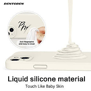 BENTOBEN for iPhone 13 Case, Phone Case iPhone 13, Soft Silicone Gel Rubber Bumper Microfiber Lining Hard Back Shockproof Protective Phone Cover for iPhone 13 6.1", Antique White