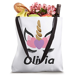 Personalized Unicorn First Name Olivia Birthday Girl Gift Tote Bag