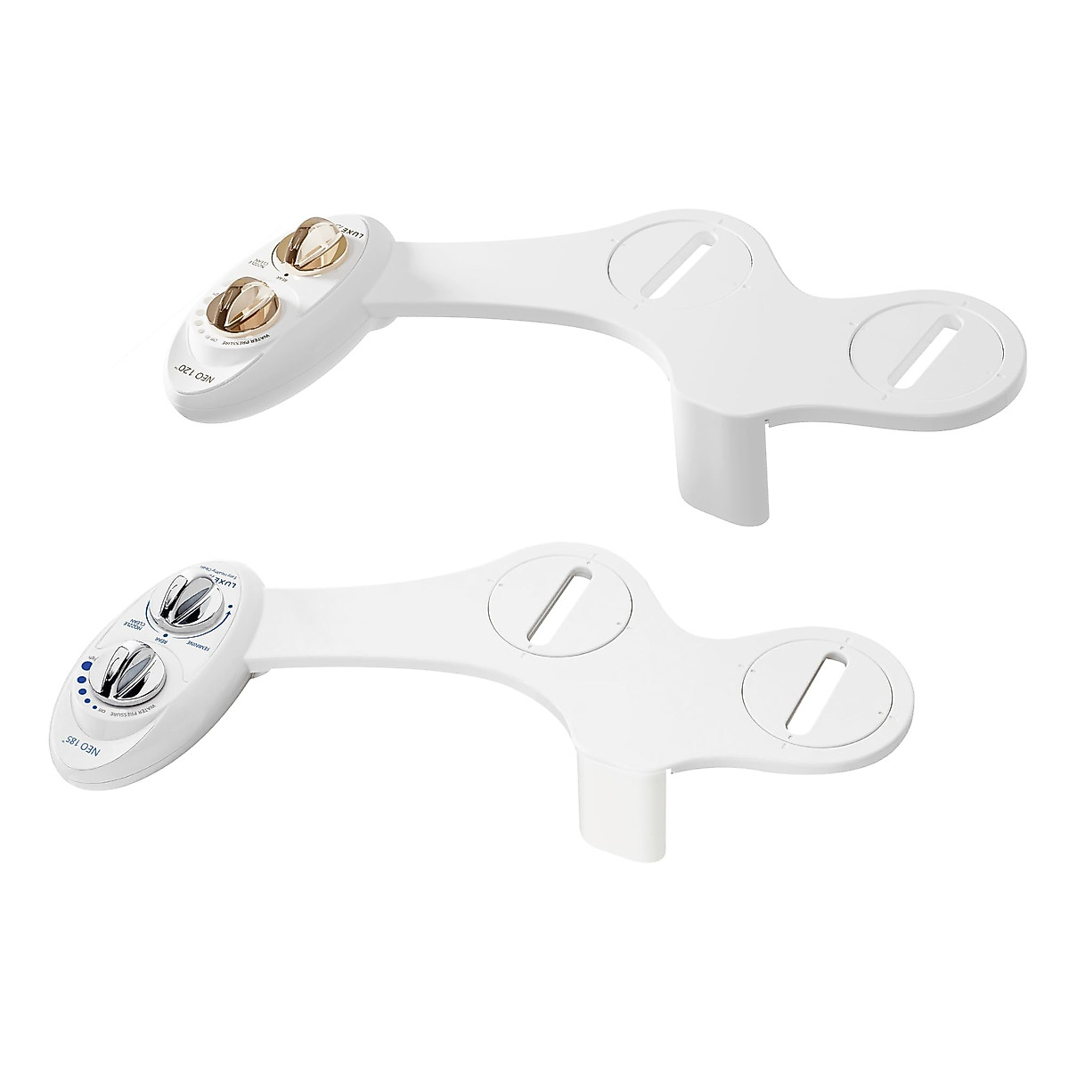 LUXE Bidet NEO 120 - Value Pack of 2 - Self-Cleaning Non-Electric Bidet Attachments for Toilet Seat (Gold and White)