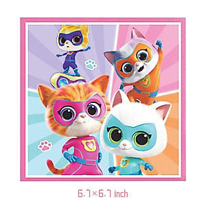 Super Kitties Party Supplies 40Pack include 20 plates, 20 napkins for the Super Kitties Birthday party Decoration
