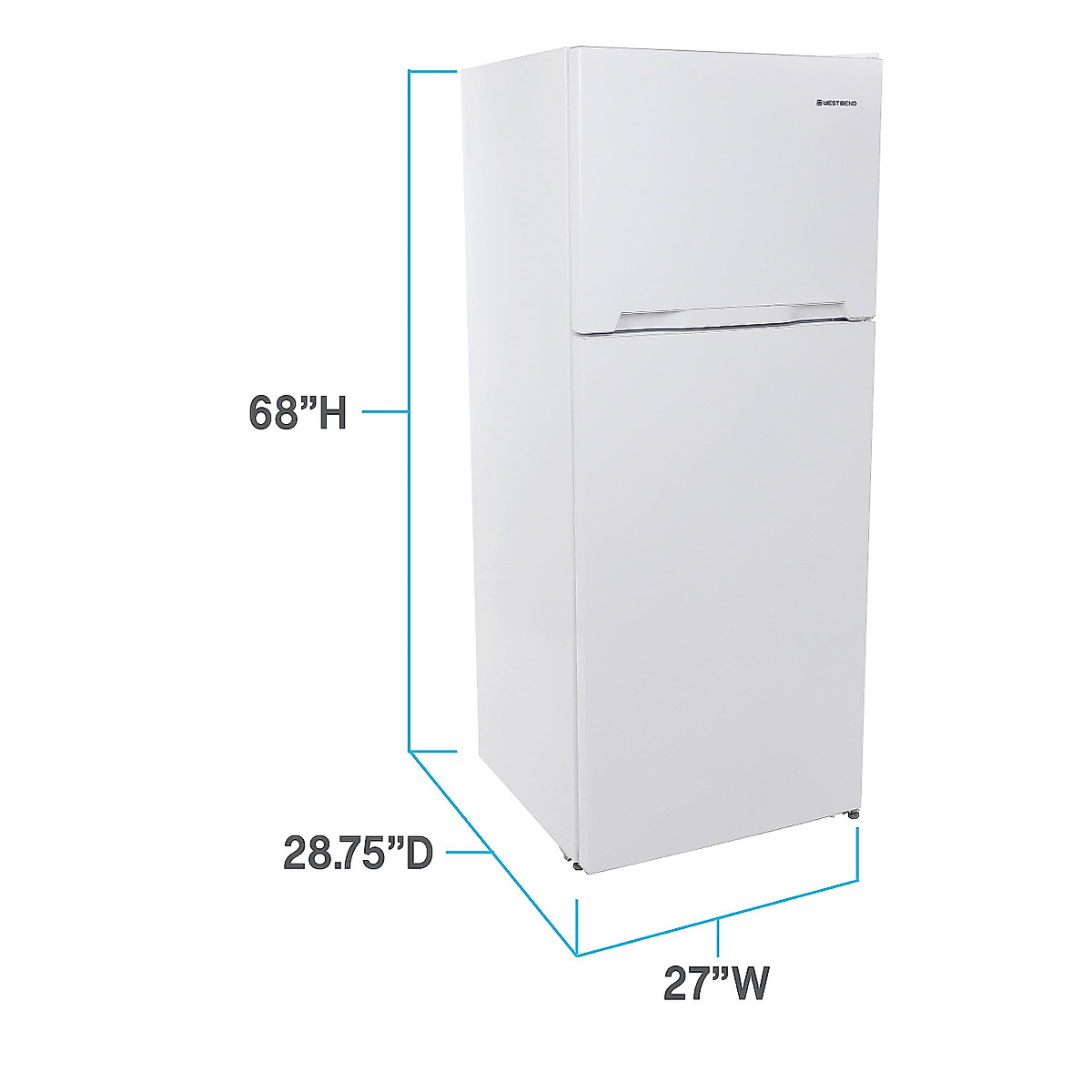 West Bend Frost Free Apartment Size Refrigerator, 14.3-Cu.Ft, White