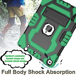 Rantice 9th Generation Case, 8th Generation Case, 7th Generation Case, Hybrid Shockproof Rugged Drop Protection Cover with Kickstand for 10.2'' 2021/2020/2019 Released (Black)