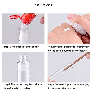 15 Pcs Clear Airless Lotion Pump Bottles Empty Cream Vacuum Bottles Cosmetic Containers Travel Press Pump Bottles For Foundations,serums,and more (5ml)