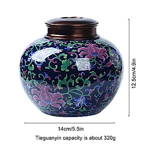 G’z Ceramics Tea Caddies Sugar Bowl Cereal Containers Storage Jars with Airtight Bamboo Lid for Food Storage Candy Cookie Buffet Coffee Oatmeal Tea Sugar Container