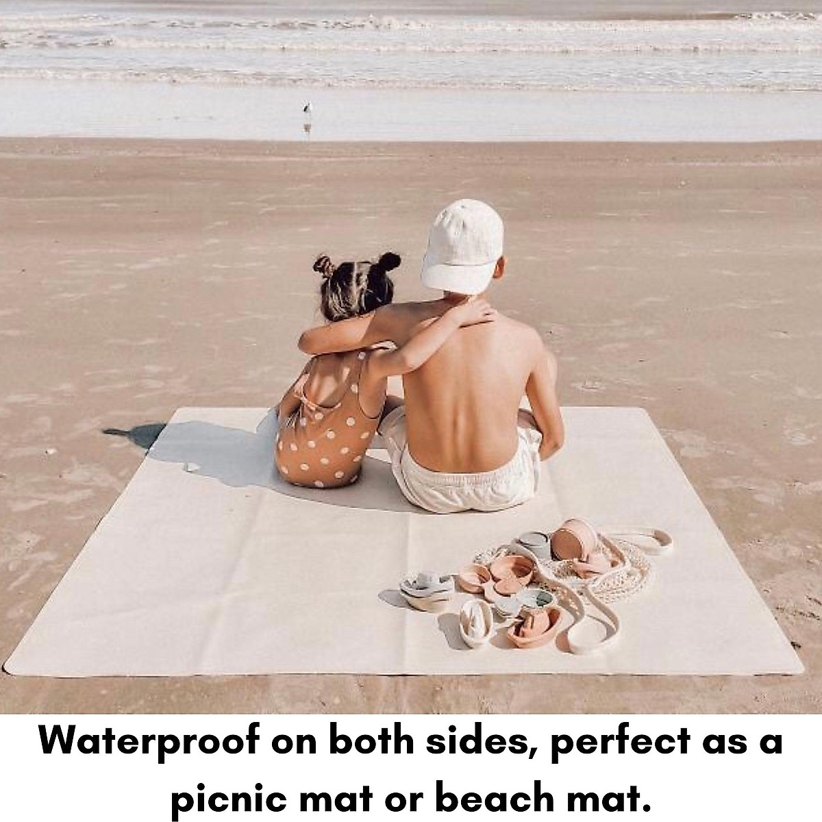 Uniklook Vegan Leather Mat Multipurpose Playmat Kids Infant Picnic Blanket - Waterproof Baby Splat mat for High Chair Sand Proof Beach Blanket Indoor Outdoor (Sage+Dawn Blue)