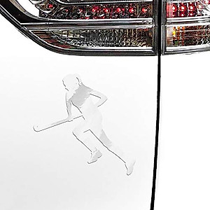 Field Hockey Player Run Car Magnet Chrome