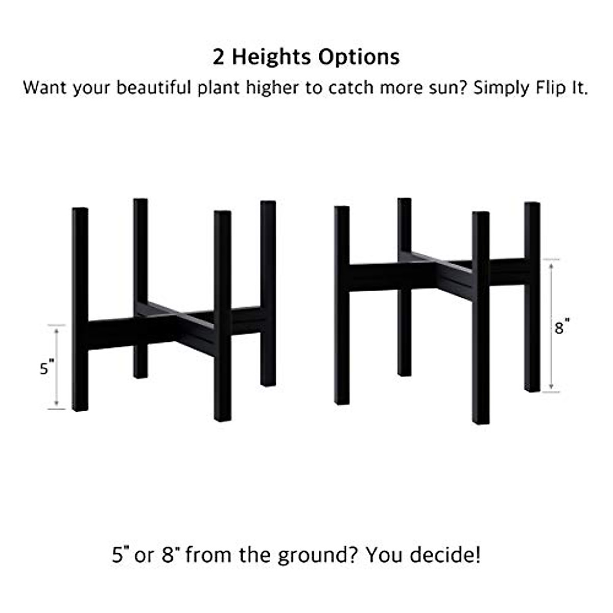 FaithLand Mid Century Plant Stand Indoor Outdoor (EXCLUDING 12" Plant Pot) , Hold Up to 12 Inch Planter, Metal Planter Stand, Potted Plant Holder, Black - Fits Snake Plant - Upgraded Design.