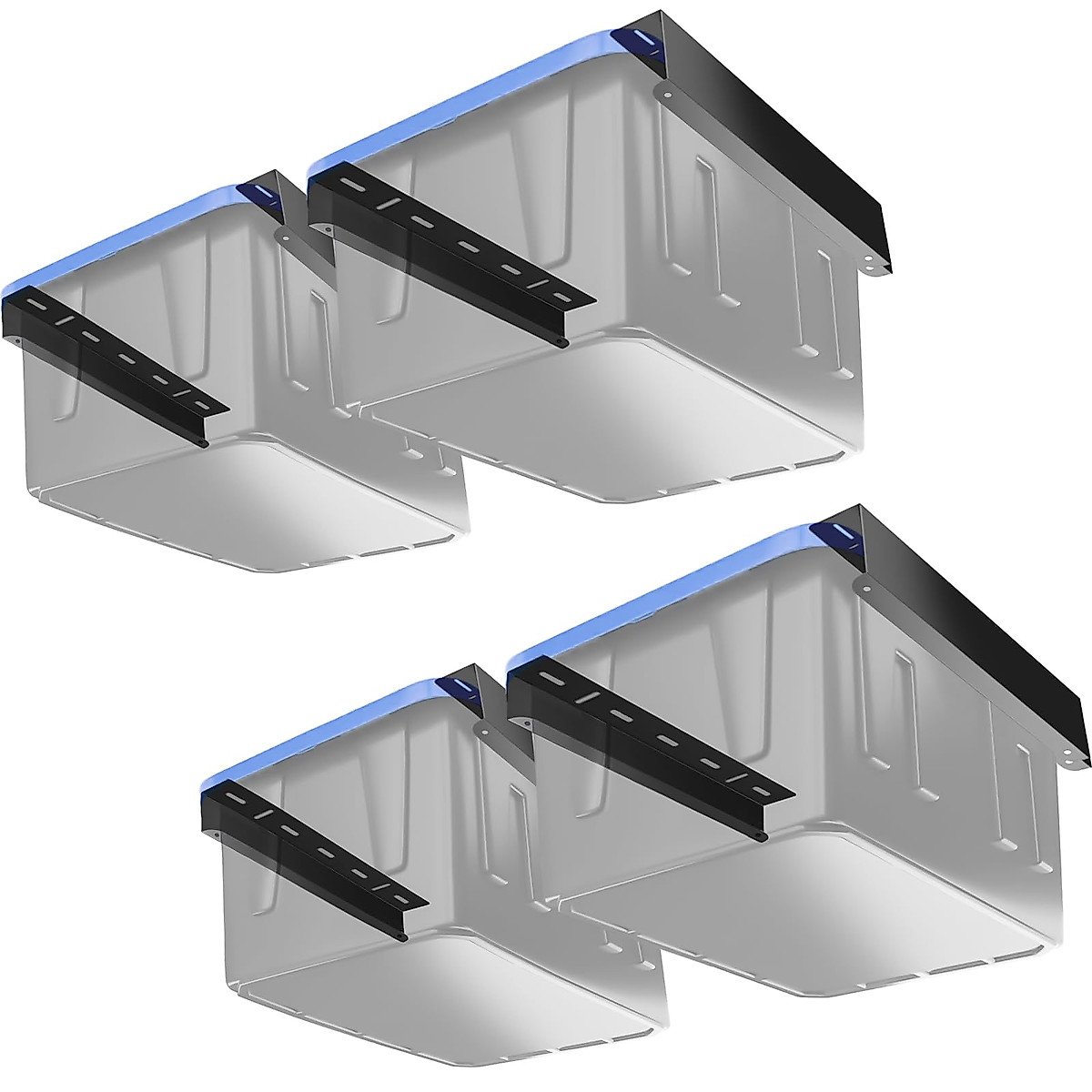 Tandefio 4 Sets Overhead Garage Storage Rack Ceiling Racks, Bin Organization System for 4 Bins,heavy Duty Metal Rack Ceiling Garage Storage Bracket Organization for Supports Most Bins Container, Black