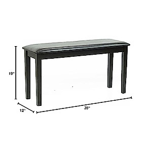 SunBear Furniture Dining Kitchen Solid Wooden Stained Bench Padded Seat Espresso Black Finish