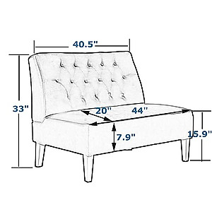 annjoe Button Tufted Loveseat Settee Upholstered Sofa Backrest Buckle Couch Banquette Bench for Dining Room Living Room Bedroom Funiture(Gray 1)
