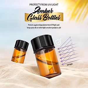 Teenitor 100Packs Essential Oil Bottles, Amber Glass Bottle, Essential Oil Bottle 2Ml Bottles, Small Oil Vial Sample Bottles 2Ml, Essential Oil Bottles Anointing Oil Bottles 0.068OZ