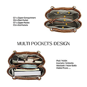 KouLi Buir Hobo Bags for Women Large PU Leather Purses and Handbags Shoulder Bags Ladies Crossbody Bags Top Handle Tote Bag (Brown)