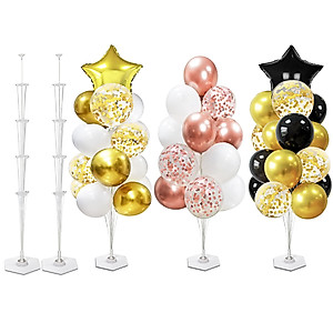 [Upgraded 16-Sticks] Elecrainbow 2 Sets 47" Tall Balloon Stand for Floor Table Centerpiece, Large Reusable Balloon Tree for Indoor Outdoor Baby Shower, Birthday, Wedding, Thanksgiving Party