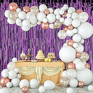Mtkocpk Purple Party Decorations - 3-Pack of 8x3.2 Feet Purple Foil Fringe Streamers Curtains Perfect for Gender Reveals, Bachelor Parties, Mermaid, and Butterfly Themed Birthday Party Decor
