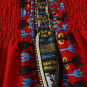 Kids Toddler Girls African Dress Dashiki Ankara Outfit Sleeveless Sling Smocked Dress Boho Baby Girl Clothes (5-6X, red)