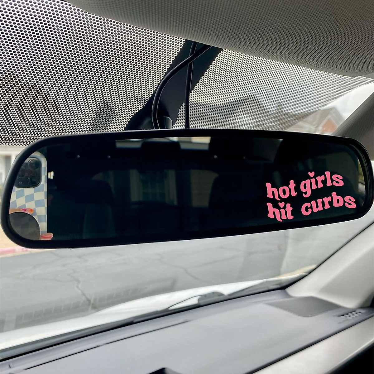 3x Hot Girls, Hit Curbs Rearview Mirror Decal,Vinyl Car Decals For Women,Pink Car Mirror Sticker,Vanity Mirror Stickers,Girl Car Decal,Car Window Decal, Self Affirmations Decal