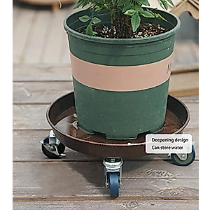 MYBAQ,Plant Tray with Wheels,Plant Caddy with Wheels Heavy Duty,Plant Rollers for Outdoor Plants,Plant Caddy,Plant Roller Base,Brown,Suitable for Homes, Gardens and Public Spaces