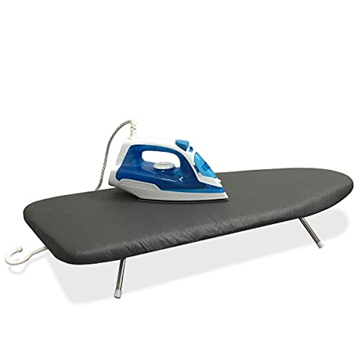 Fayaww Small Tabletop Ironing Board 12x29inch, Lightweight Ironing Board with Stable Legs,Heat Reflective Cover and Hanging Hook,Black