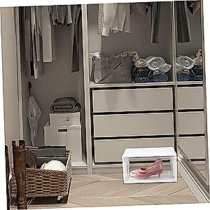 GARVALON 1PC Box shoe storage box shoe box shoe organizers shoe container closets plastic to go containers clear container Dampproof Shoes Storage Case storage bag sneakers pp plastic white