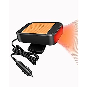 12V 200W Dashboard Heater for Car, Portable Car Heater That Plugs into Cigarette Lighter, Fast Heating Cooling Defrost Defogger for Car, 360 Degree Rotatable Base