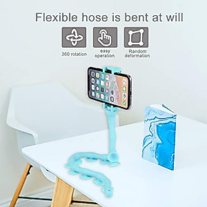 Mikikit Wall Flexible Home Holder,Lazy Tile, Stand Mount Desk for Support, Cup Sky- Blue Support Living Stents Clamp Motorcycle Worm Suction,Suction Kitchen Phone Room Sky-Blue Pillar