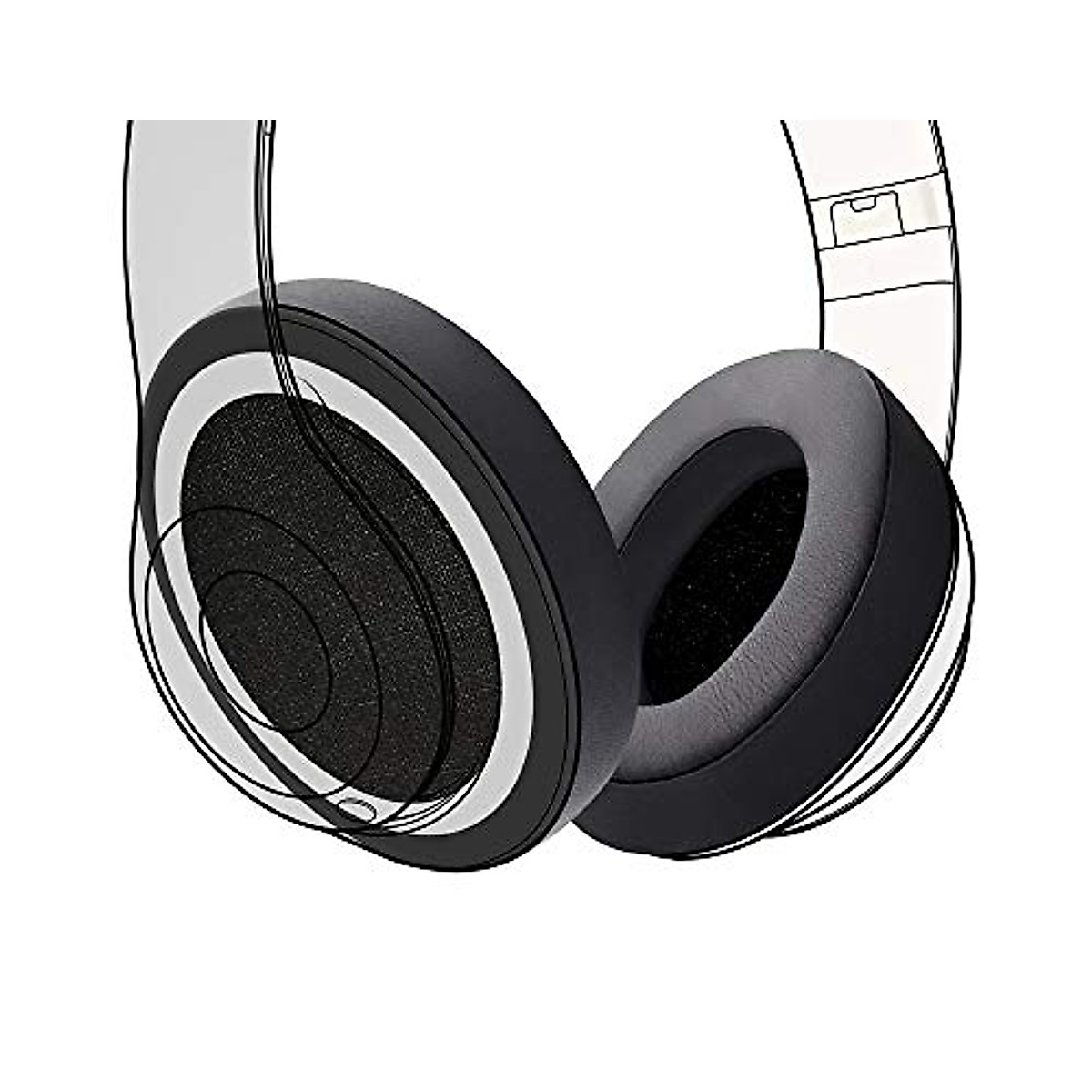 Earpadz Replacement for Beats Studio 3 and Studio 2 Ear Pads, Protein Leather Headphone Cushions (Midnight, Black, 1 Pair)
