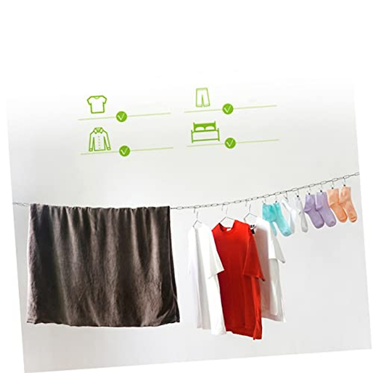 Zerodeko 3pcs Metal Clothing Rack Stainless Steel Chain Portable Drying Rack Clothes Storage Chains Display Hanging Chain Adjustable Clotheslines Clothes Drying Chain Clothes Drying Rack