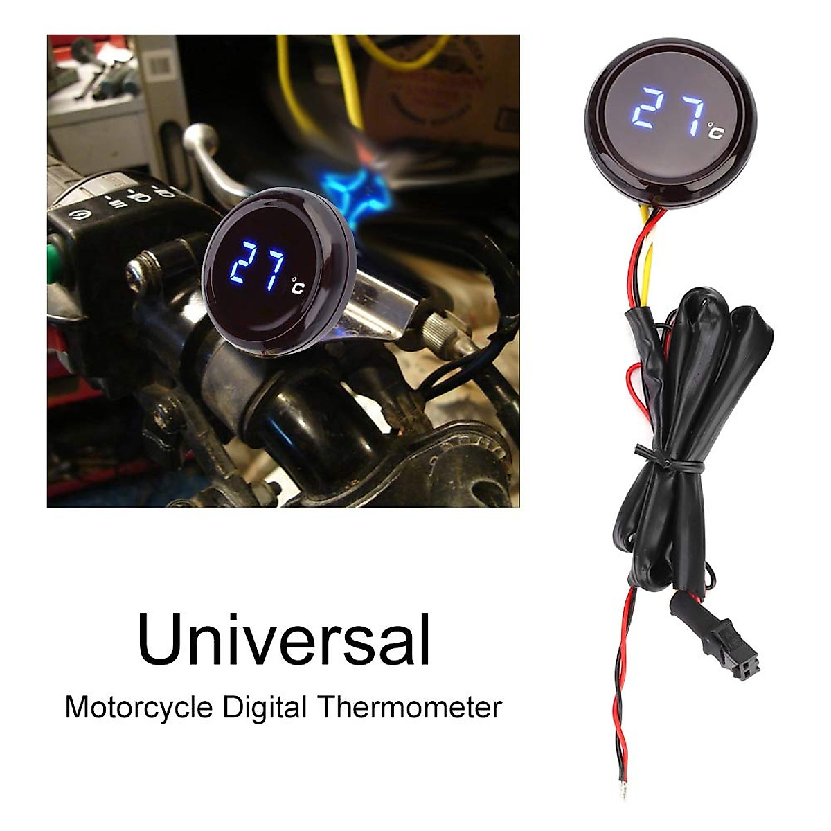 KIMISS Digital LCD Engine Temp Gauge, Universal Digital Thermometer Water Temperature Meter Gauge (Blue Light)