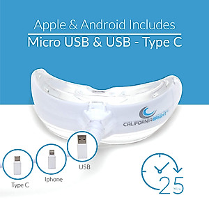 California Bright Smart Teeth Whitening Home Kit with 16X LED Light Mouthpiece, 4 Whitening Gel Pens, Portable Case and Dental Shade Guide – Smartphone & USB Compatible