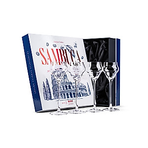 GLASSIQUE CADEAU Crystal Sambuca, Cordial, Digestive Glasses with Long Stem for Sipping After Dinner Drinks | Set of 4 | 3 oz Tall Stemmed Liquor Glassware