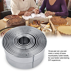 Weojeviy 12PCS/ Set Stainless Steel Round Cutter Cookie Mousse Cake Mould Baking Pastry Tool Suitable for Production Mousse round cookie cutters, Sponge Cakes, Crumpets, Fruit Tarts