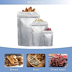 120pcs Resealable Mylar Bags for Food Storage with Oxygen Absorbers 200cc & Labels,1 Gallon×35pcs, 1 Quart×45pcs,1 Pint×40pcs,Ziplock Foil Bags for Long Term Food Storage