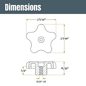 POWERTEC 71121V T Track Knob Kit w/Threaded Knobs and 5/16”-18 T Track Bolts, 16 Piece Set, T Track Accessories for Woodworking Jigs and Fixtures