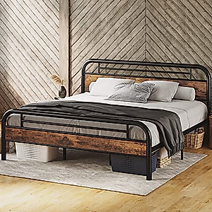 LIKIMIO Queen Bed Frame, Platform Bed Frame Queen with Headboard and Strong Support, Easy Assembly, Noise-Free, No Box Spring Needed