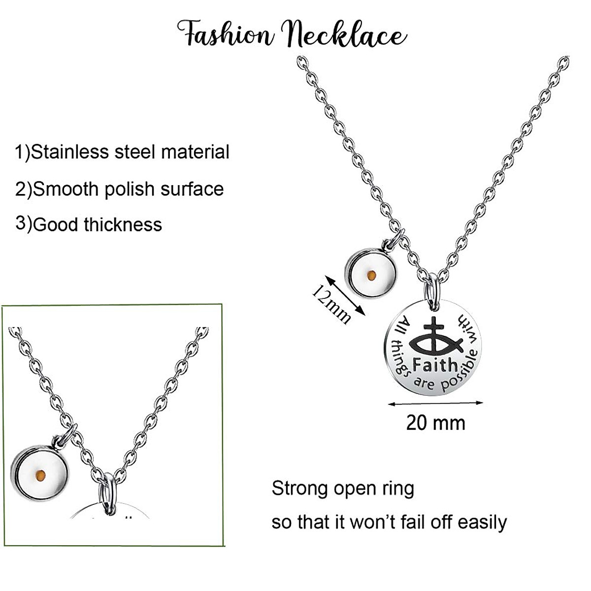 With Faith All Things are Possible Mustard Seed Necklace Christian Faith Gift (necklace)
