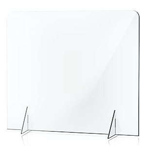 NO Cutout Sneeze Guard Panel for Counter and Desk, Portable Clear Acrylic Shield No Opening, Protective Plexiglass Shield Without Opening for Office, School, and Retail Store