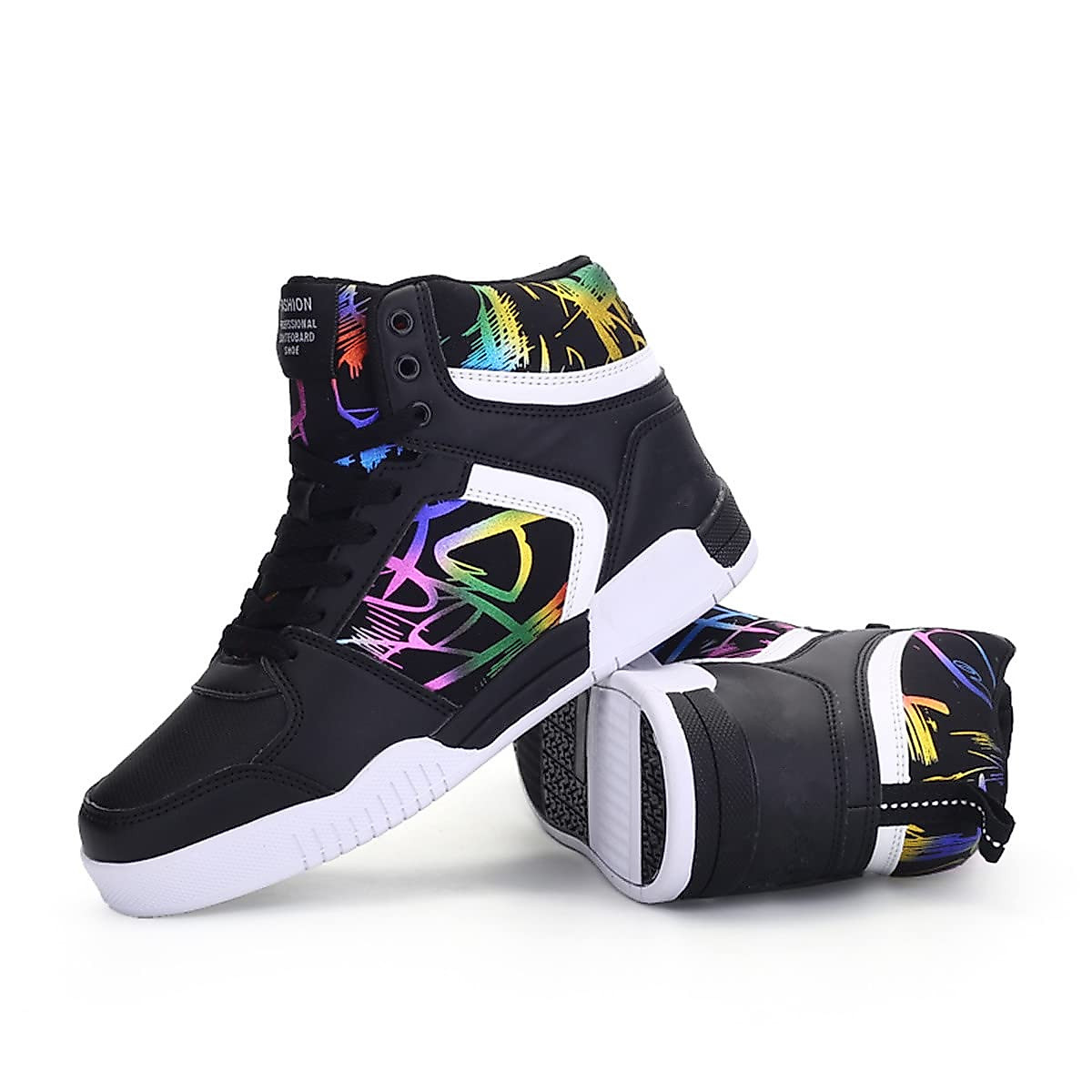 MG ZERVIX Unisex Fashion Sneakers High Top Skate Shoes Stylish Casual Hip Hop Shoes (Black, Adult, Men, Numeric_10, Numeric, us_Footwear_Size_System, Medium)