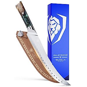 Dalstrong Butcher Knife - 10 inch - Valhalla Series - 9CR18MOV HC Steel Kitchen Knife - Celestial Resin & Wood Handle - Razor Sharp Breaking Knife Gift- Heavy Duty - BBQ Meat Slicer - w/Leather Sheath
