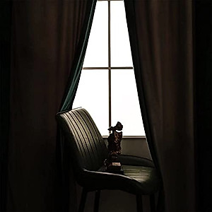 Victree Black Velvet Curtains for Bedroom, Blackout Curtains 52 x 84 inch Length - Room Darkening Sun Light Blocking Grommet Window Drapes for Living Room, 2 Panels