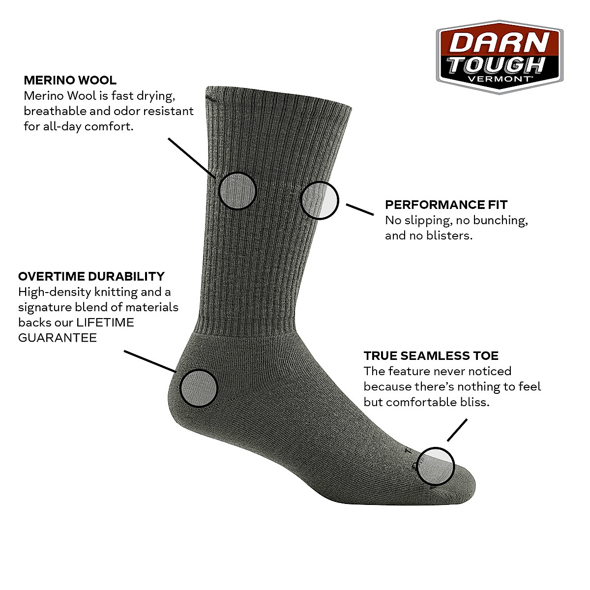 Darn Tough Tactical Boot Full Cushion Socks (T4022) Unisex – Black, Medium