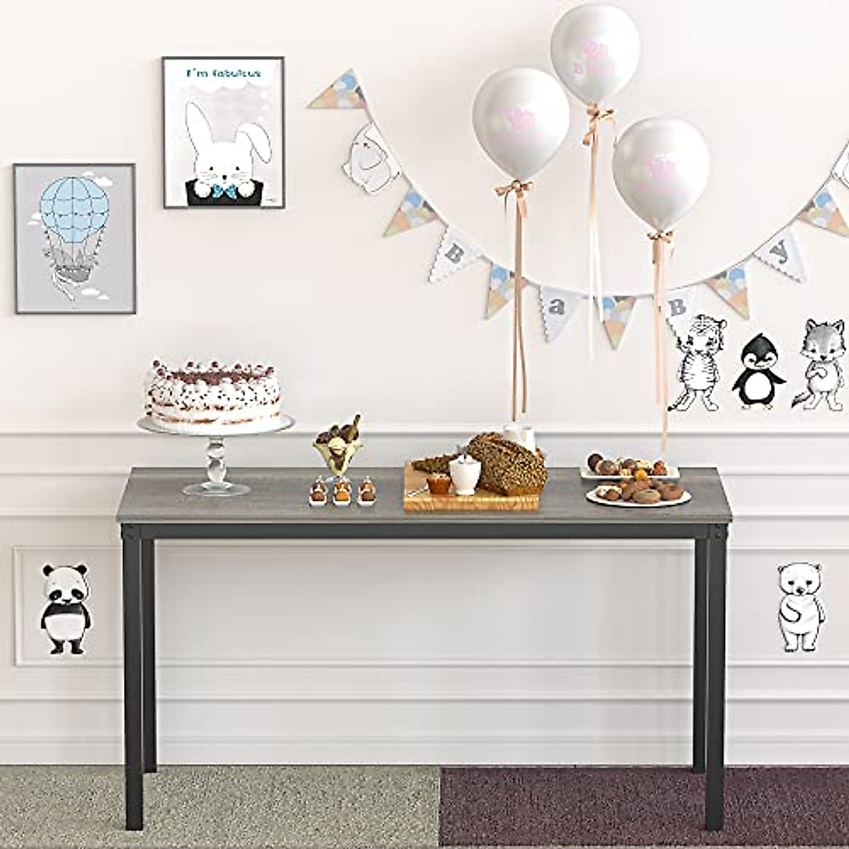 Teraves Computer Desk/Dining Table Office Desk Sturdy Writing Workstation for Home Office (55.11“, Black Oak)