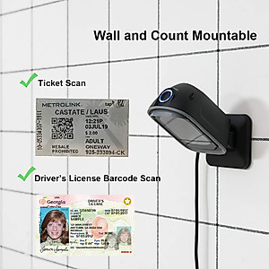 TEEMI Handsfree 2D QR Desktop Barcode Scanner, 1D Handheld Automatic Omnidirectional USB Reader CMOS Image Sensor, Wall Mountable Large Scanning Window Capture Screen Codes, TMSL-72