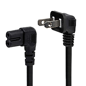 [6-Feet] TV Power Cord, LCD TV Power Cable 90° Angled 2-Prong Figure 8 Power Cord Angled L-Type IEC C7 (Figure 8) Replacement Power Cord for Samsung TV Monitors, IEC C7 to Nema 1-15P