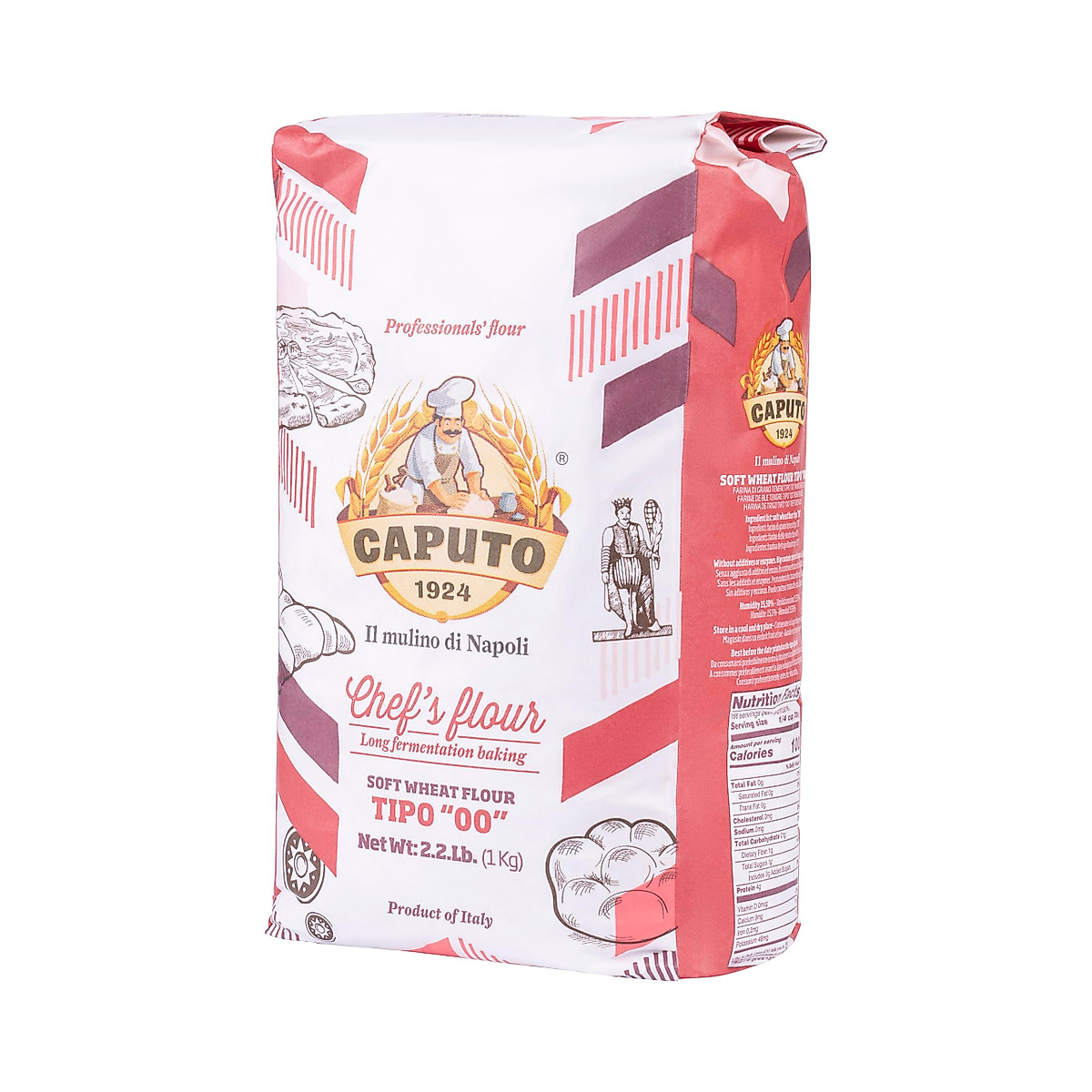Antimo Caputo Chefs Flour - Italian Double Zero 00 - Soft Wheat for Pizza Dough, Bread, & Pasta, 2.2 Lb (Pack of 2)