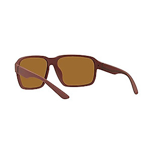 A|X ARMANI EXCHANGE Men's AX4131SU Universal Fit Square Sunglasses, Matte Red/Brown Polarized, 64 mm