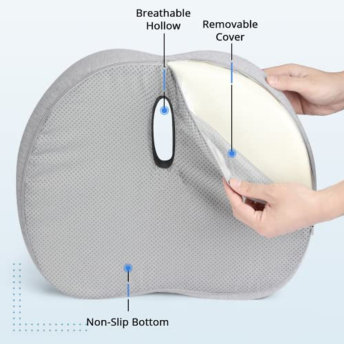 Homaisson Seat Cushion, Memory Foam Office Chair Cushions, Seat Pillow for Tailbone/Back/Sciatica Pain Relief, Non-Slip Desk Chair Cushion