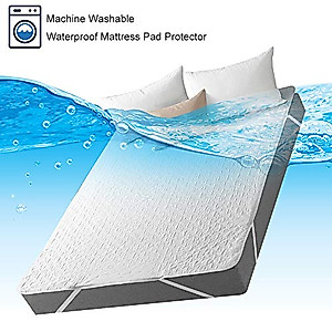 Full Size Mattress Protector Cover Waterproof Quilted Fitted Soft Cotton Mattress Cover Pad Washable Mattress Bed Protector with Elastic Band