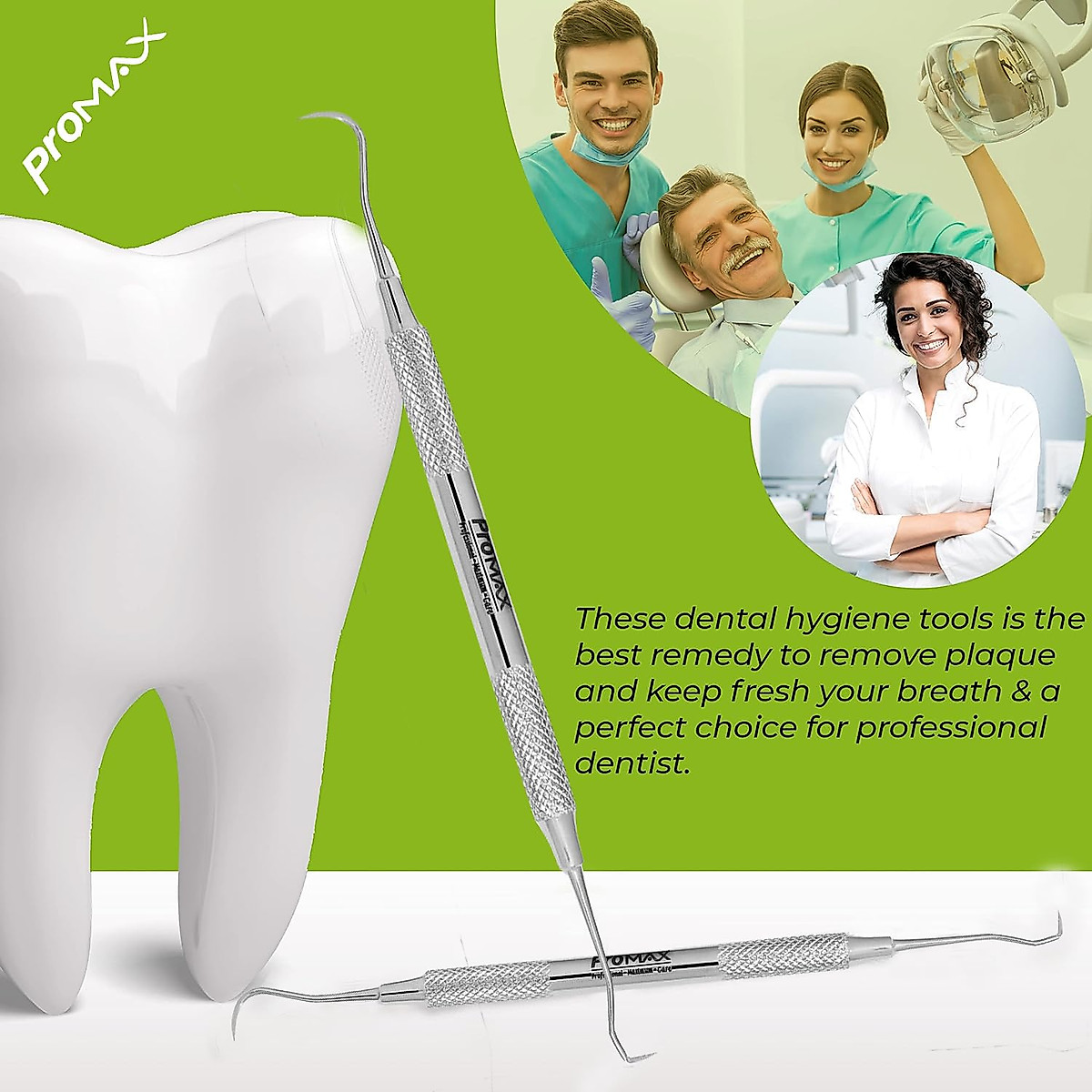 Professional Dental Tartar Scraper Tool - Double Ended Tartar Remover for Teeth, Dental Pick, Plaque Remover, Tooth Scraper - Added Tooth Cleaning at Home - 100% Surgical Stainless Steel-45-10127 (2)